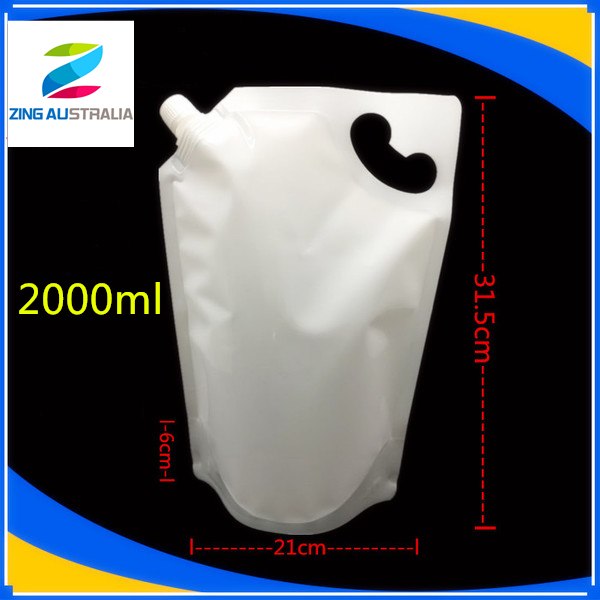 2L, Stand up Spout Pouches, Gloss White